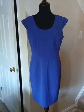 Andrew Marc | Dresses | Andrew Marc Vibrant Blue Capsleeve Sheath Midi ...